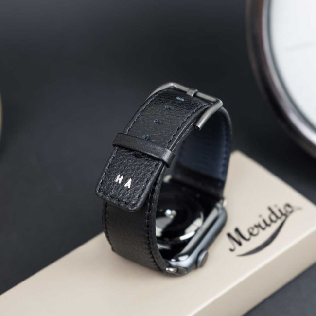Ink Apple watch black nappa band handmade in Italy | Meridio