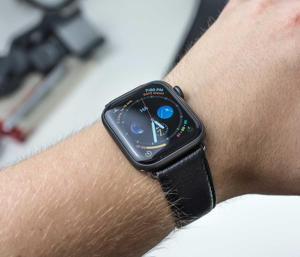 Ink Apple watch black nappa band handmade in Italy | Meridio