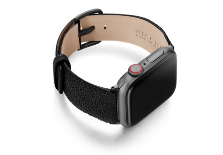 Dark Secret Apple watch black stingray leather band handmade Italy ...