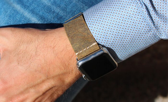 Khaki Sun light green heritage Apple watch band made in Italy | Meridio