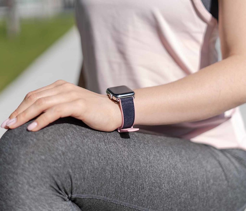 Blue Abyss Apple watch natural rubber band with pink lining | Meridio