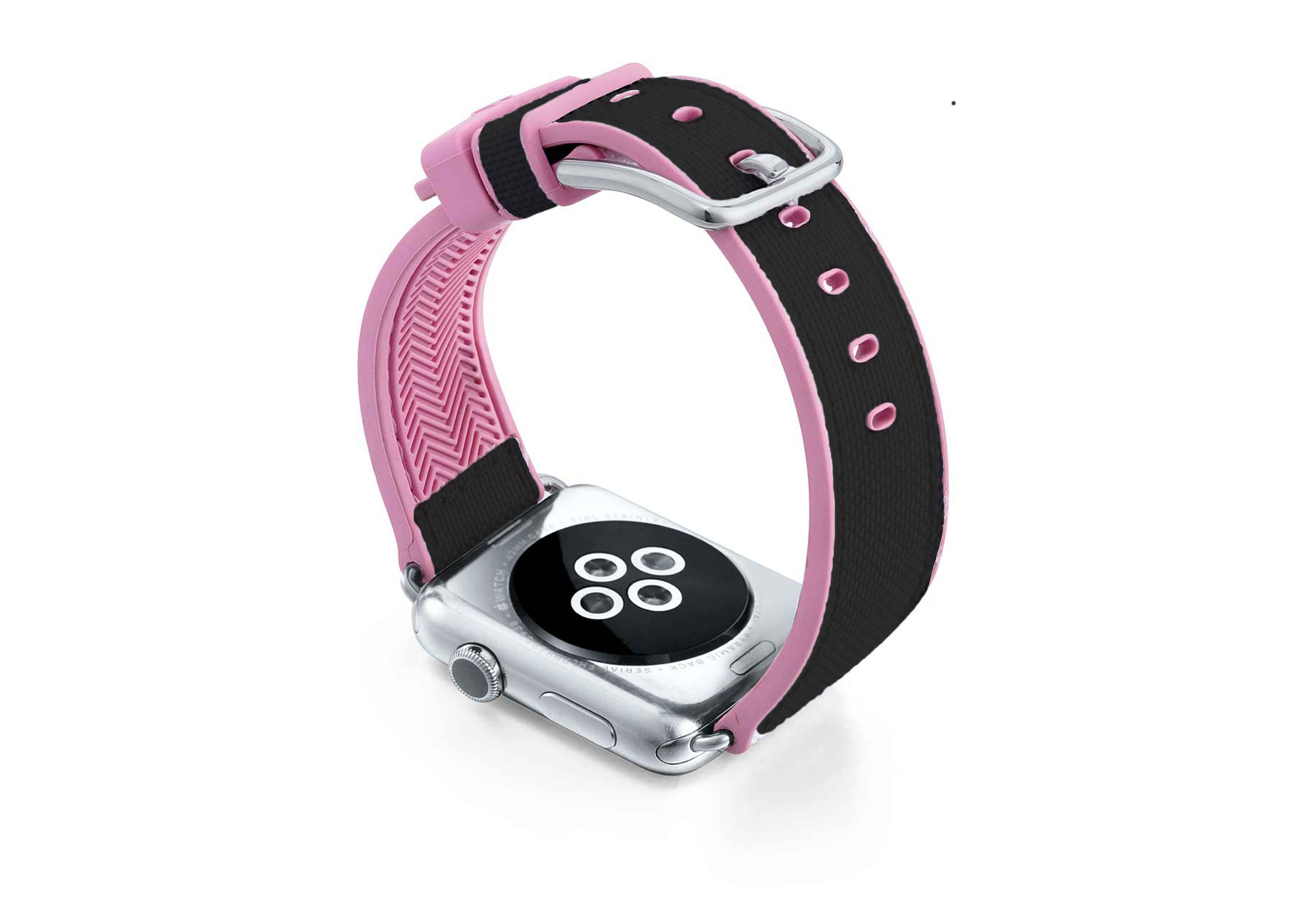 Blue Abyss Apple watch natural rubber band with pink lining | Meridio