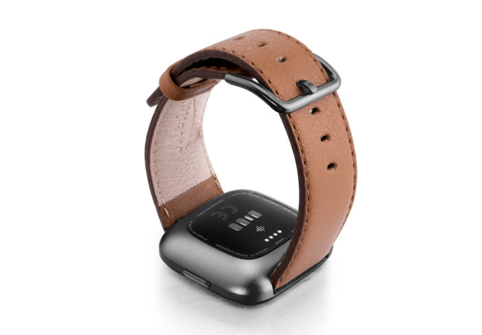Goldstone Fitbit brown nappa leather band handmade in Italy | Meridio