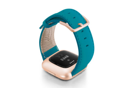Turquoise Fitbit nappa leather band handmade in Italy | Meridio