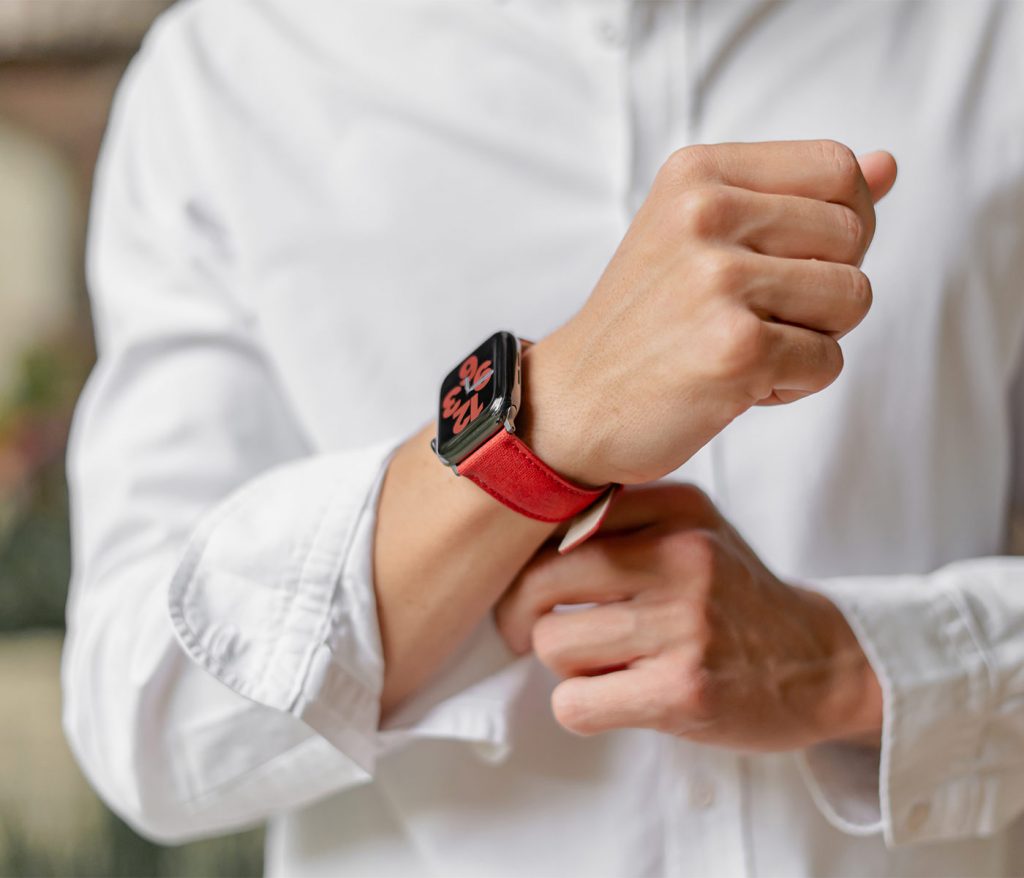 Recycled Red Cotton Apple Watch Bands | Meridio