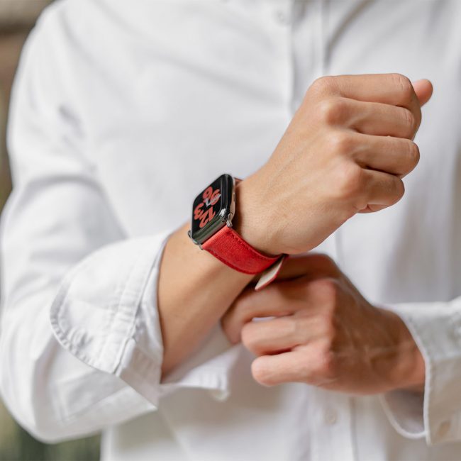 Recycled Red Cotton Apple Watch Bands | Meridio